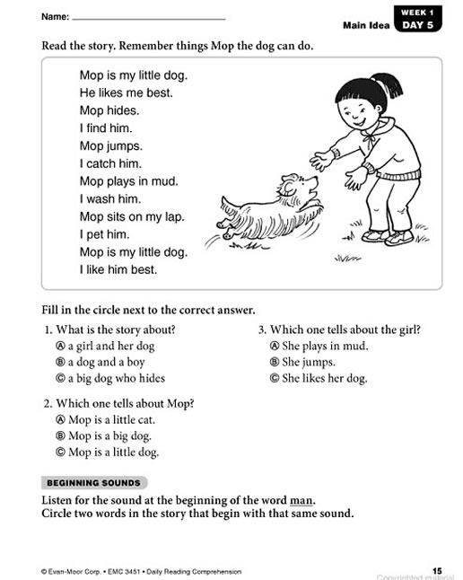 Printables Reading Comprehension Grade 1 Daily Reading Comprehension Printables Reading Comprehension Grade 1 Daily Reading Comprehension