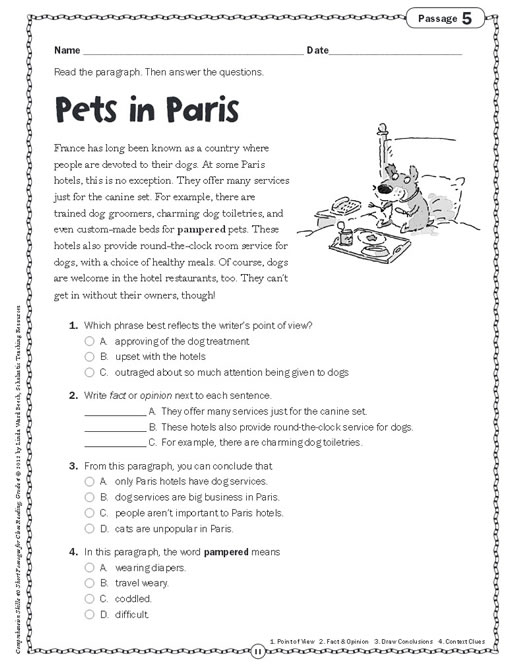 Printables Short Comprehension Passages For Grade 4 Tempojs Thousands